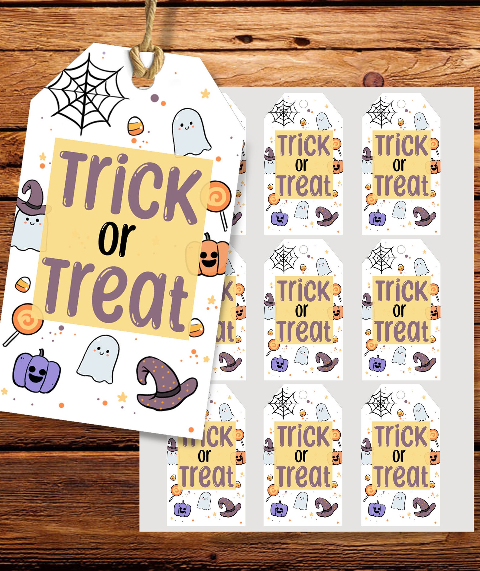 Printable Trick or Treat Tag Halloween Tag Trick or Treat - Etsy