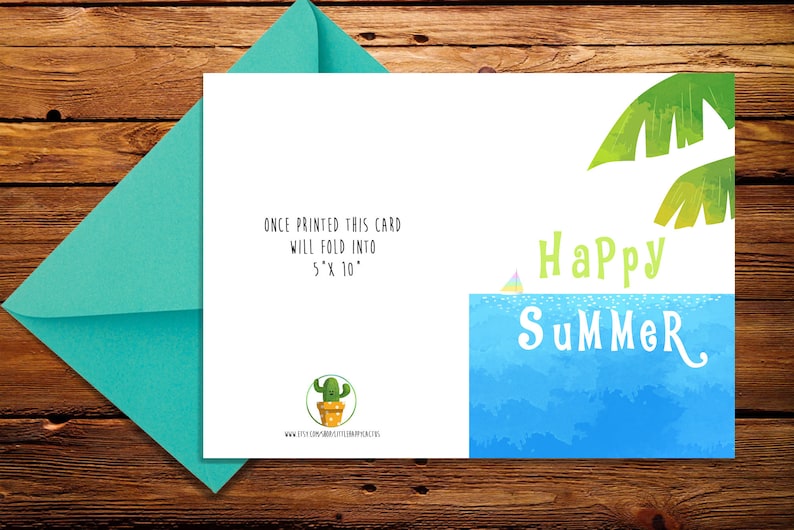 Printable Happy Summer Card, Printable Card, Digital Card, Instant ...
