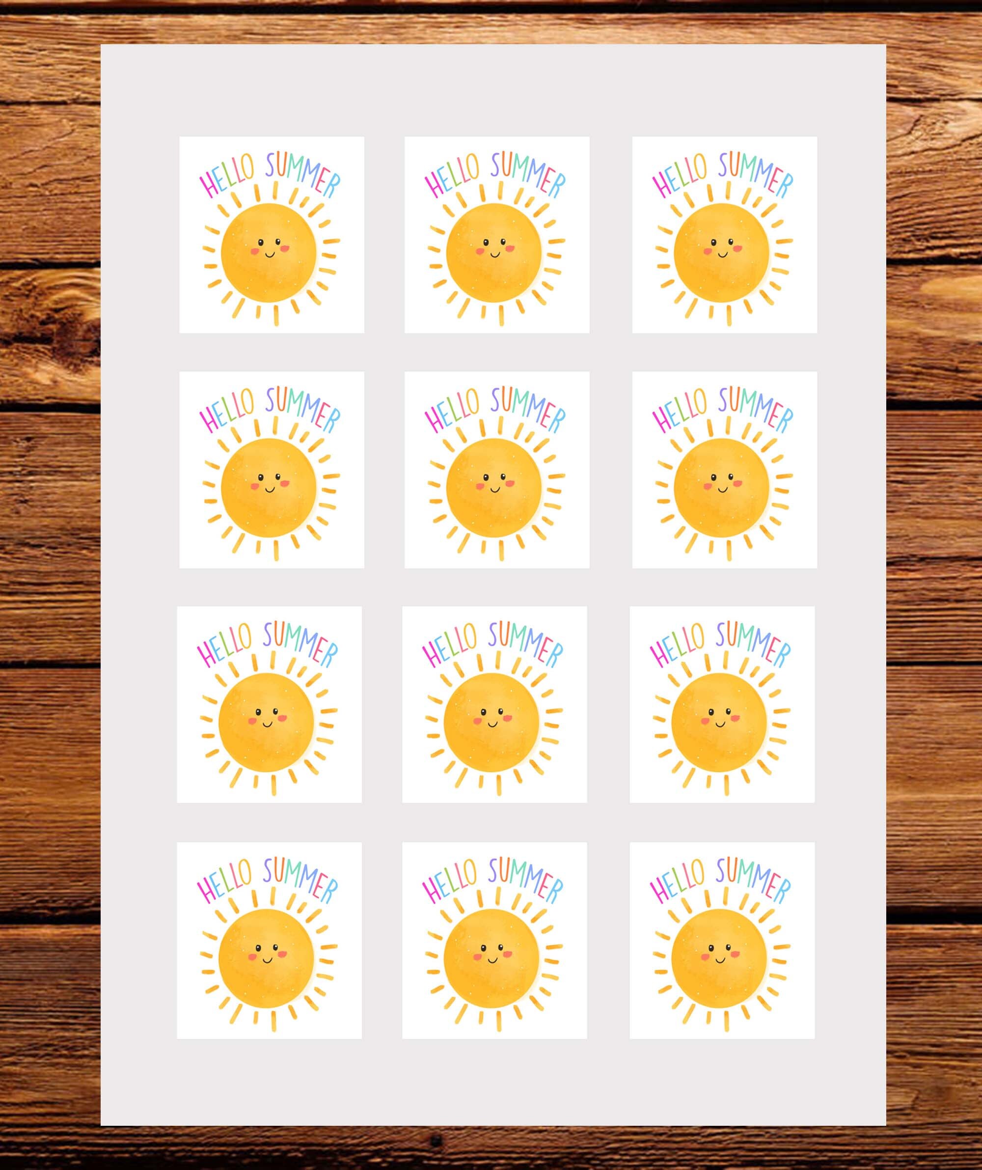 Printable Hello Summer Tag, Square Summer Tag, Summer Cookie Tag, Hello ...