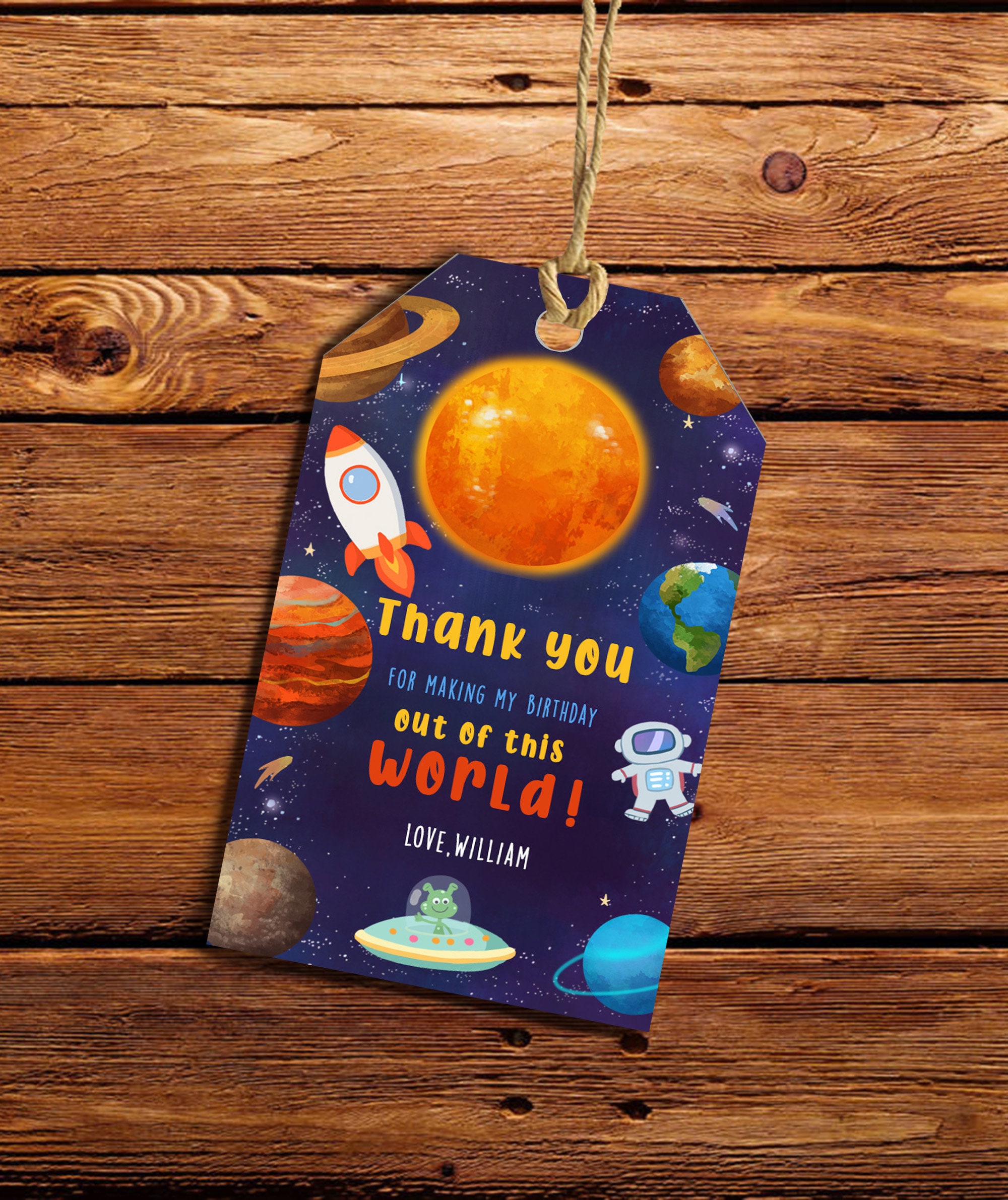 Editable Outer Space Birthday Tag, Space Birthday Favor Tags, Planets ...