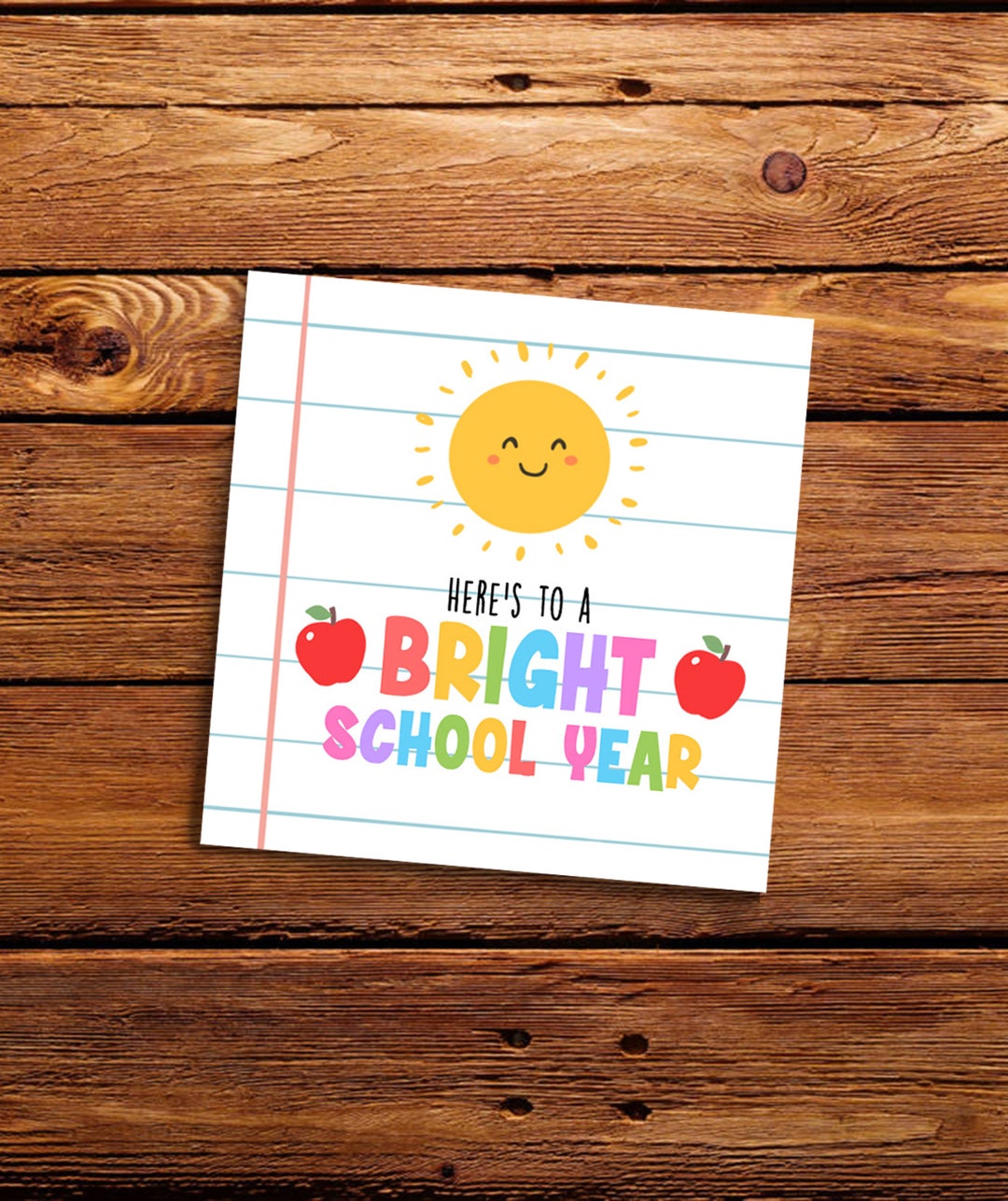 Printable Here's to A Bright School Year Tag, First Day of School Gift ...