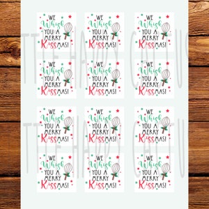 We Whisk You a Merry Kissmas Square Tag, Printable Christmas Tag ...