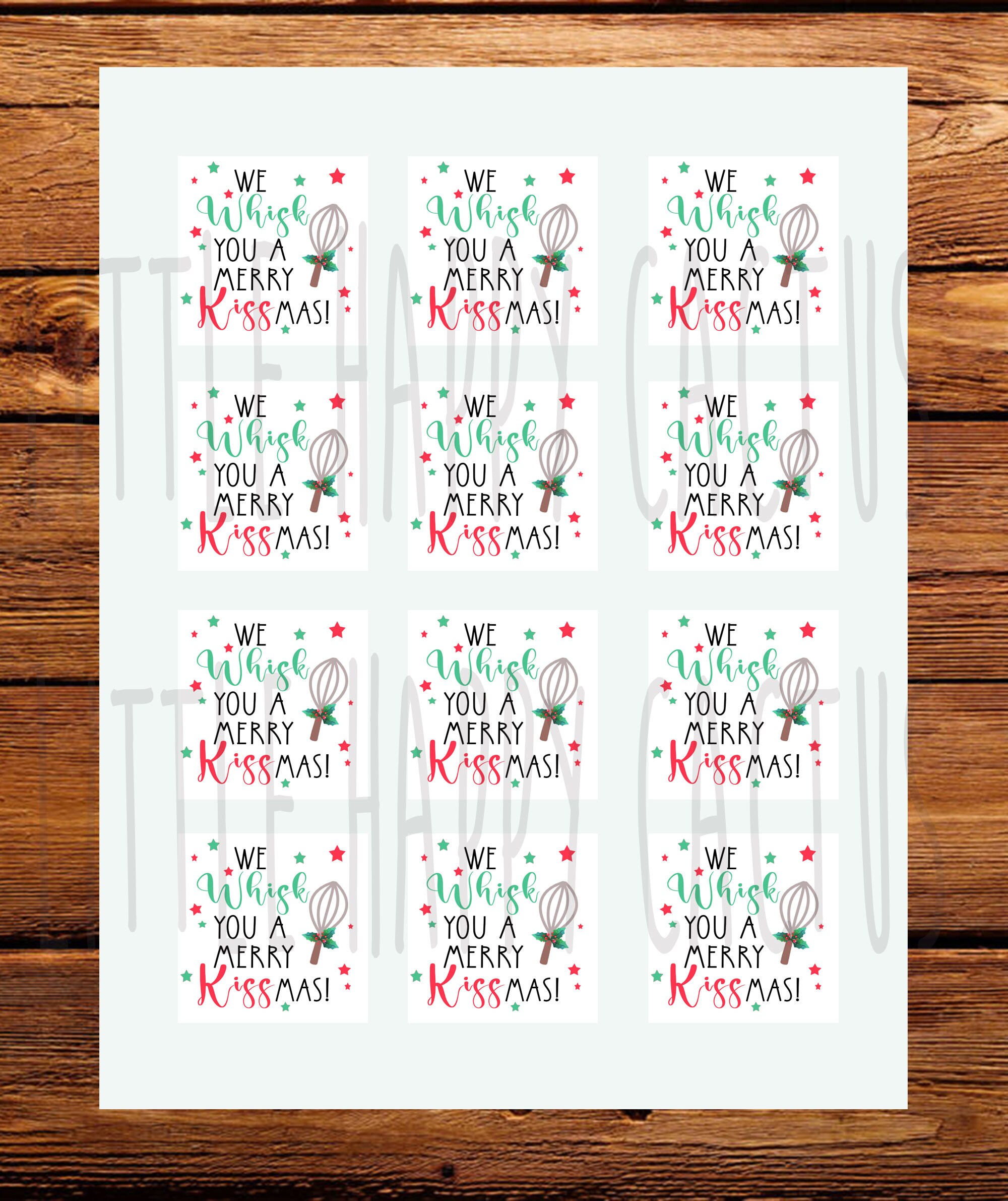 We Whisk You a Merry Kissmas Square Tag, Printable Christmas Tag ...