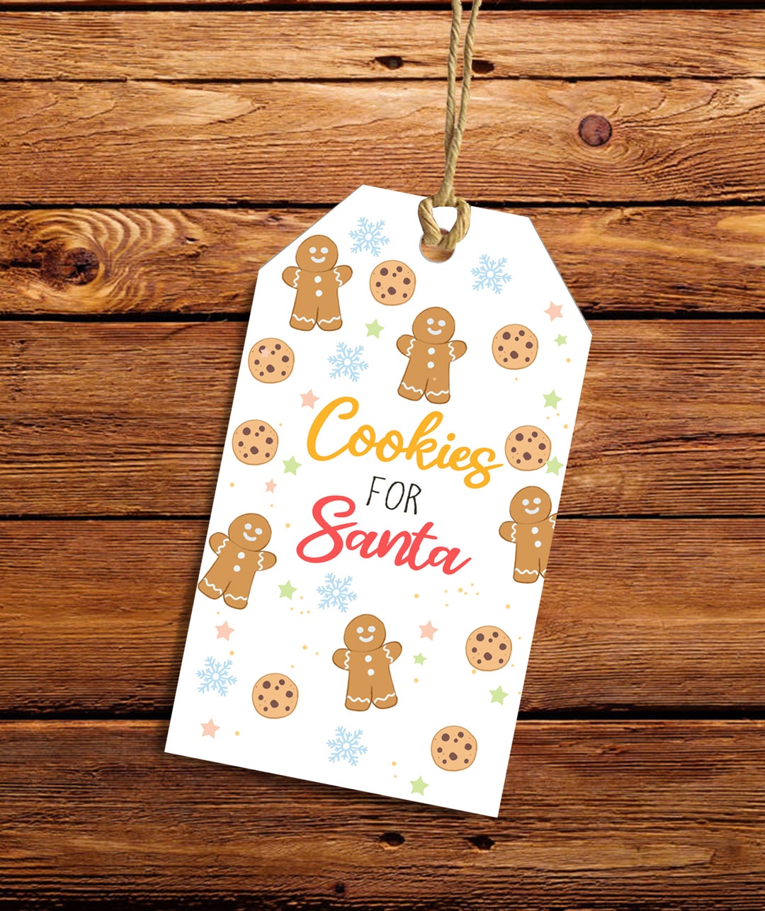 Printable Cookies for Santa Tag, Holiday Favor Tag, Merry Christmas ...