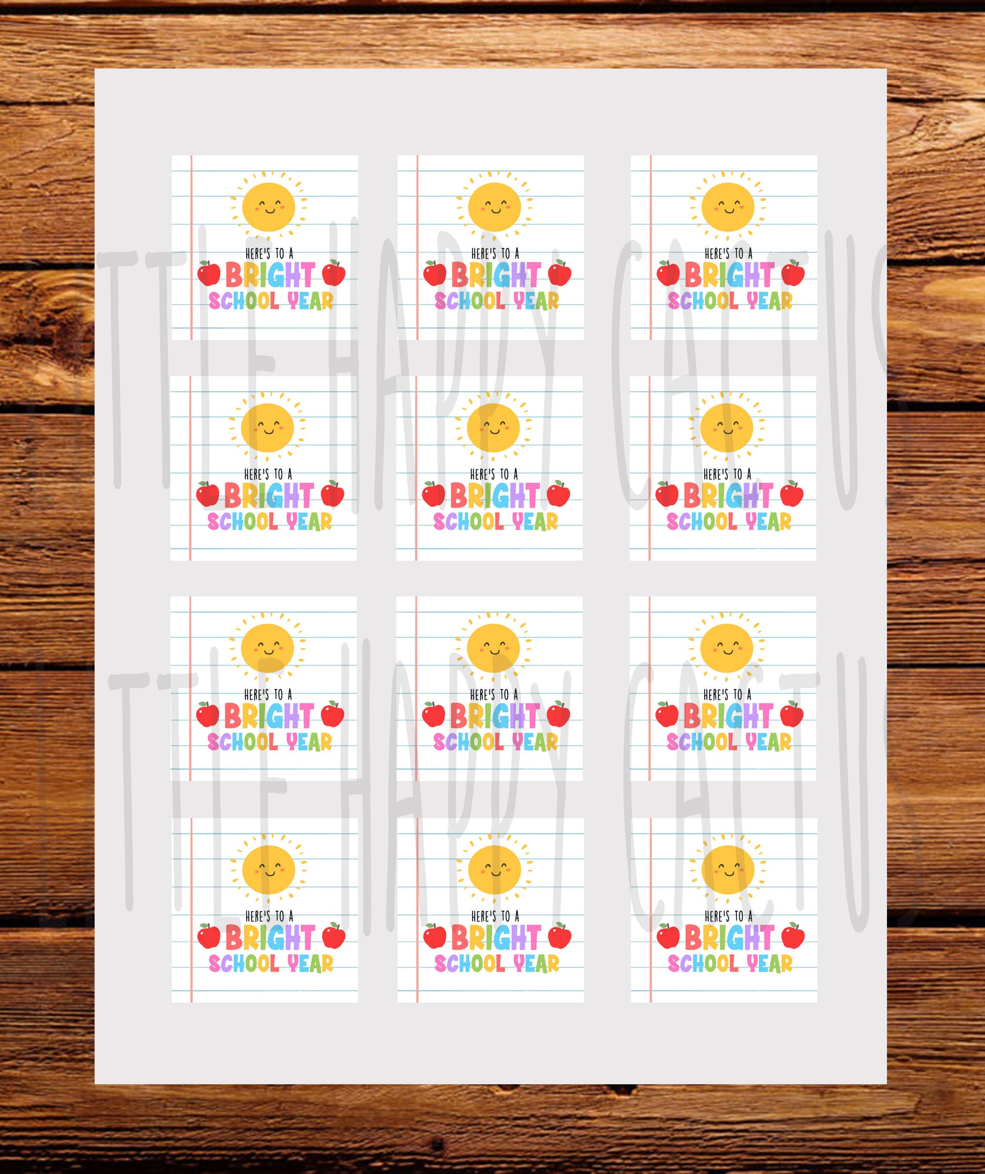 Printable Here's to A Bright School Year Tag, First Day of School Gift ...