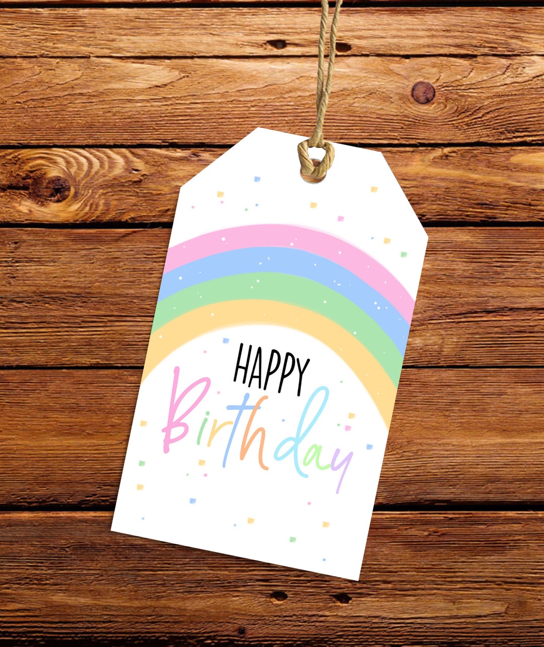 PRINTABLE Happy Birthday Tag, Rainbow Birthday Tag, Happy Birthday ...