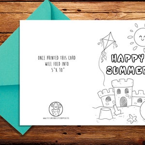 Coloring Summer Card, Printable Happy Summer Card, Summer Card, Castle ...