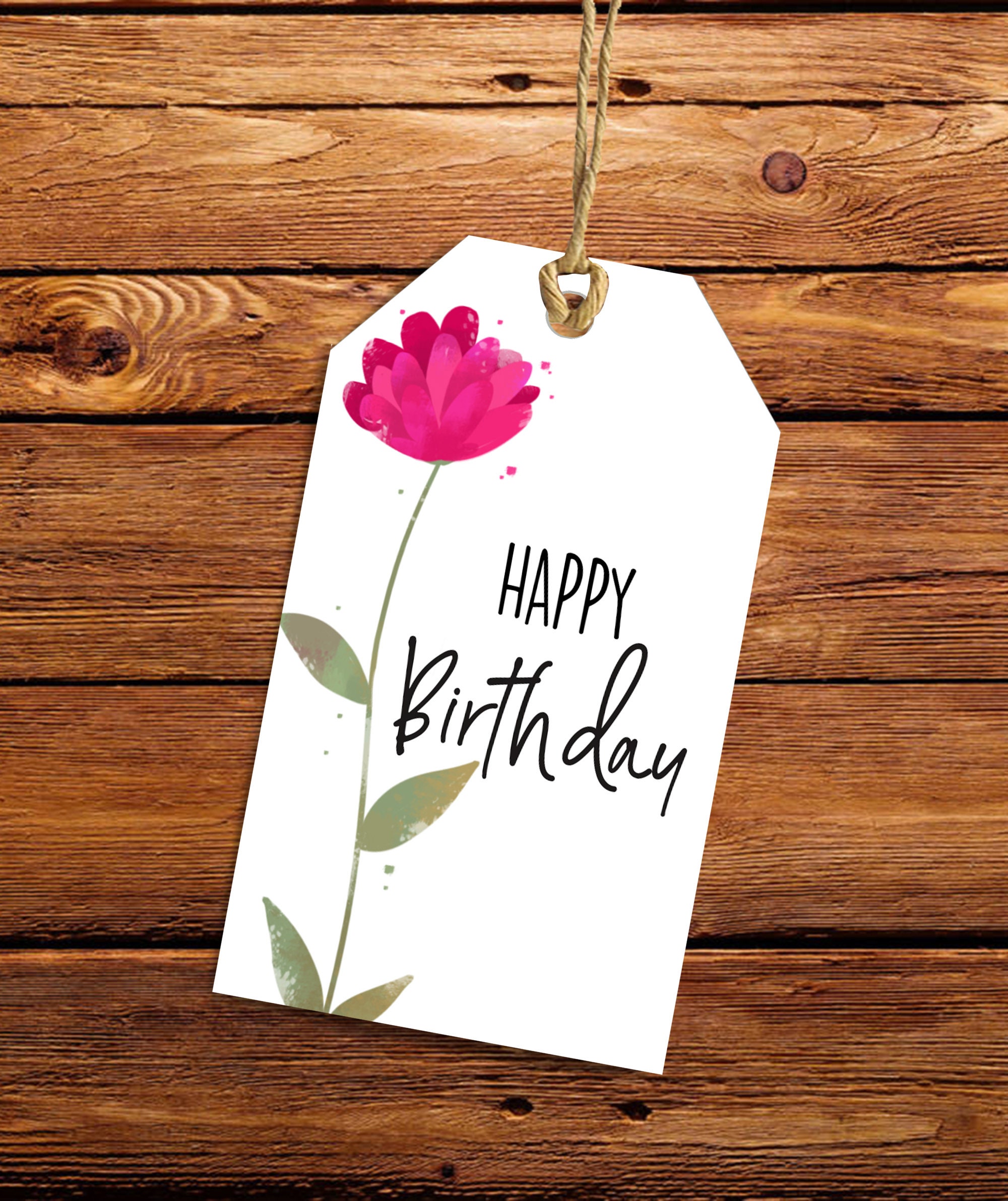 Printable Happy Birthday Tags, Floral Birthday Tag, Birthday Party Tag ...