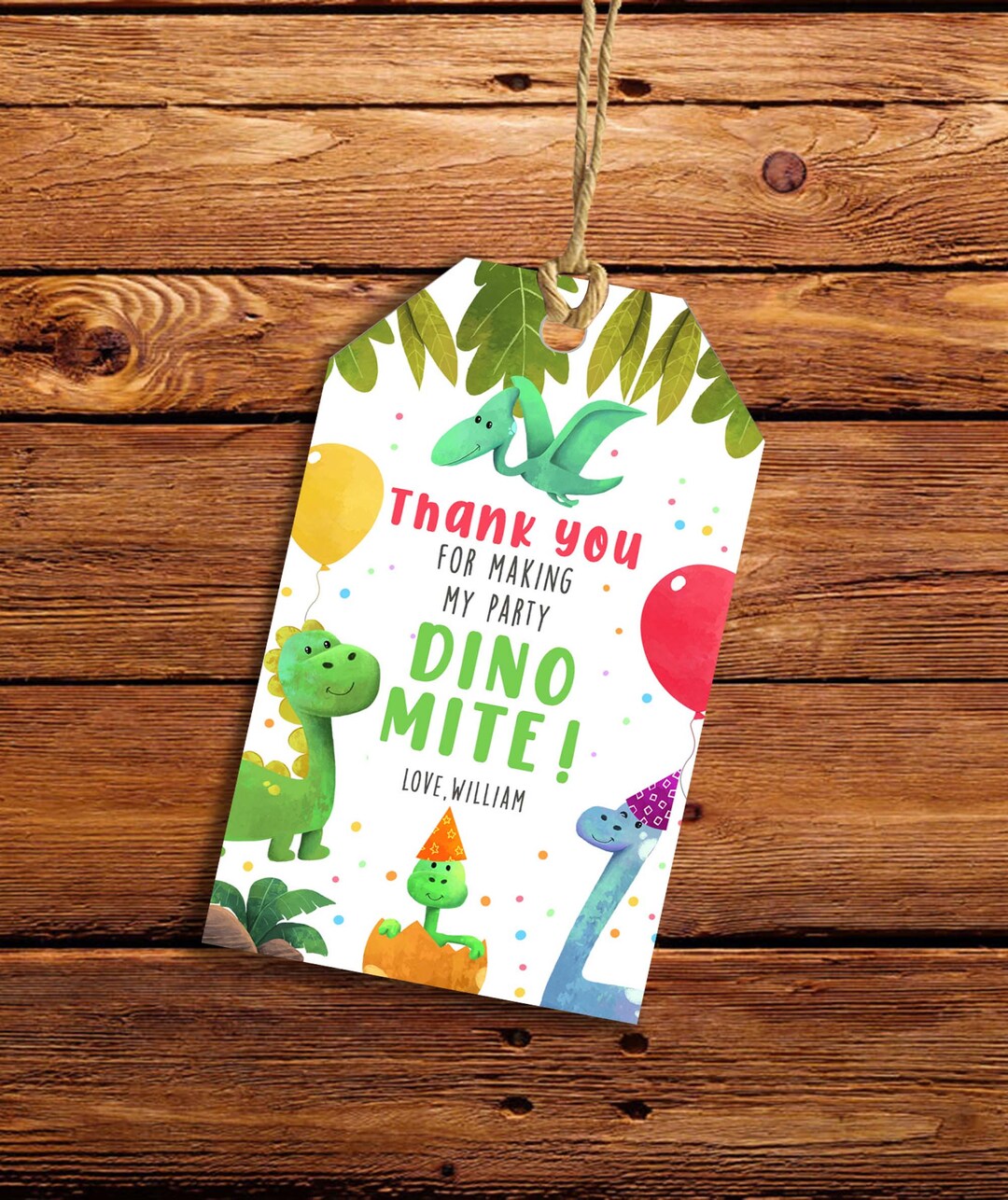 EDITABLE Dinosaur Favor Tag, Printable Dinosaur Birthday Thank You Tags ...