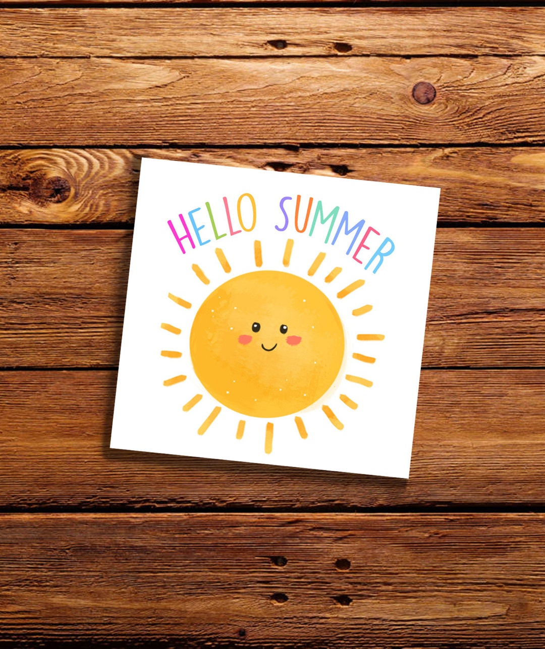 Printable Hello Summer Tag, Square Summer Tag, Summer Cookie Tag, Hello ...
