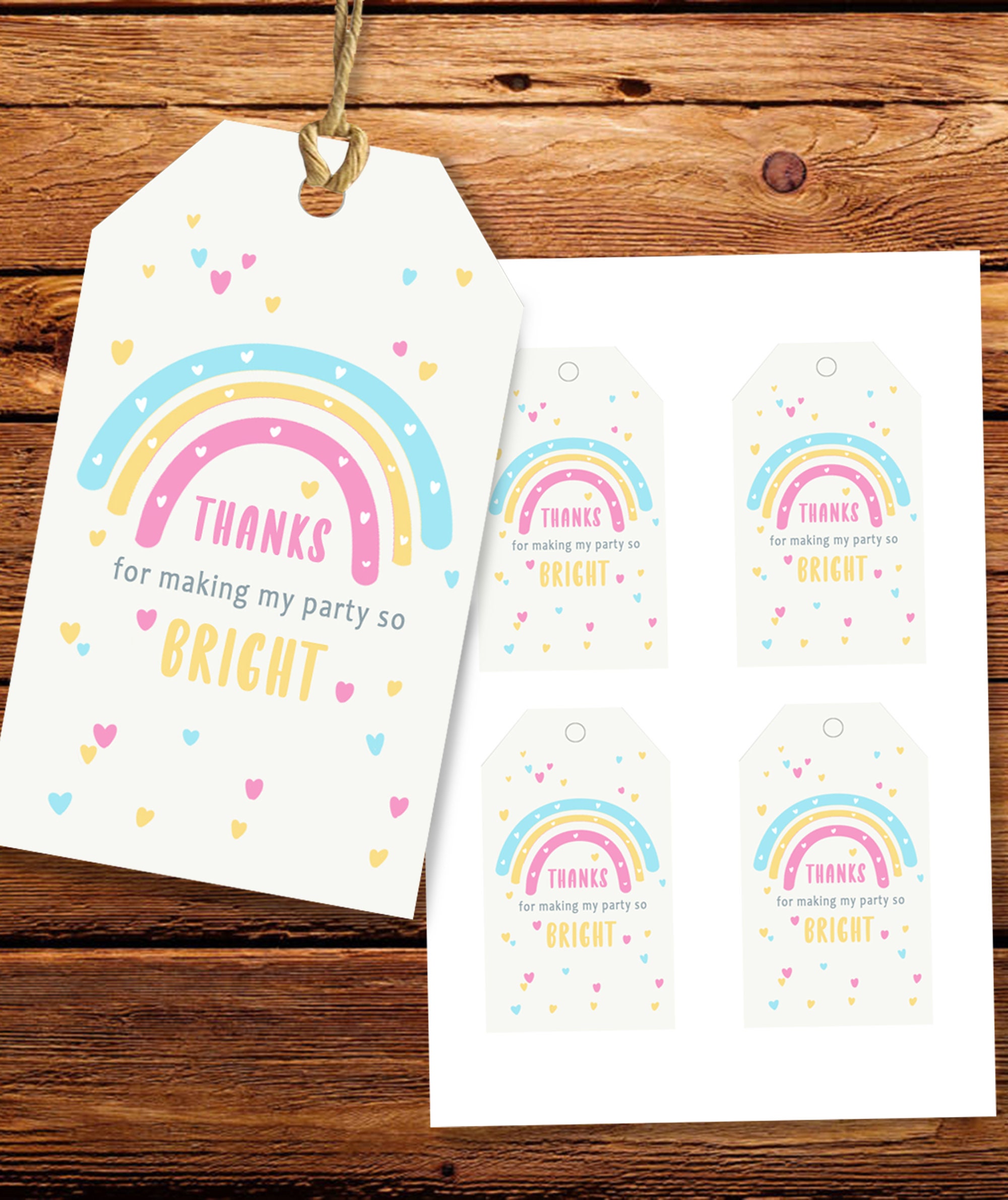 Printable Rainbow Birthday Favor Tag, Thank You for Making My Party so ...