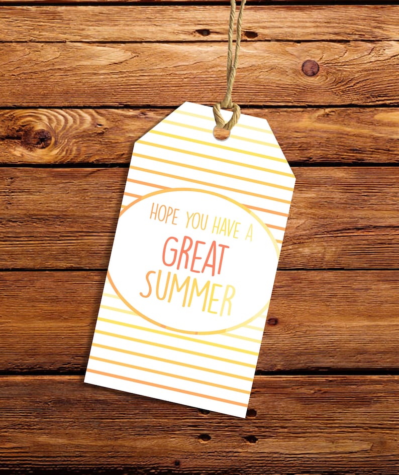 Printable Hope You Have a Great Summer Tag, Printable Tag, Rainbow Tag ...