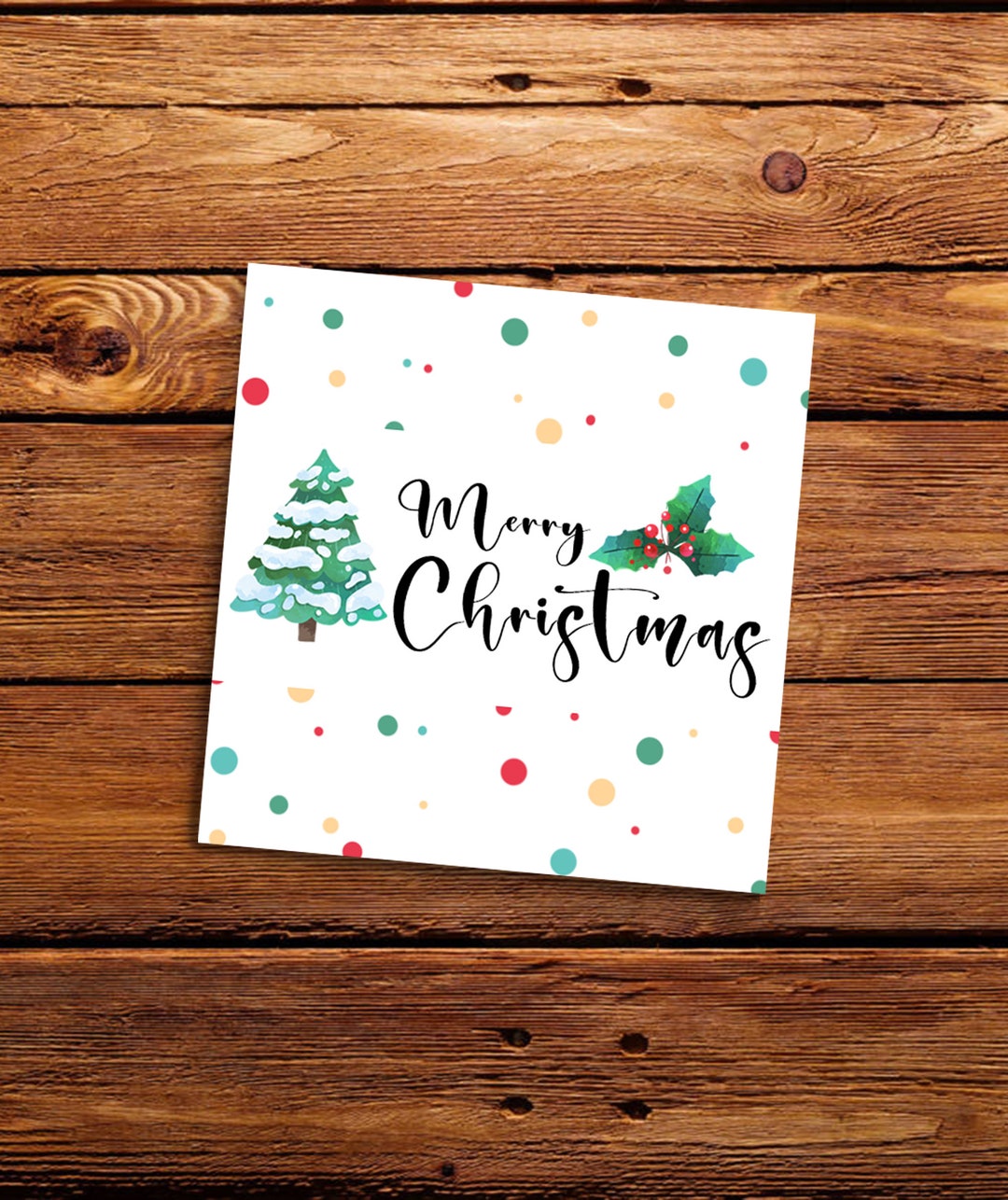 Merry Christmas Square Tag, Printable Christmas Gift Tags, Holiday ...