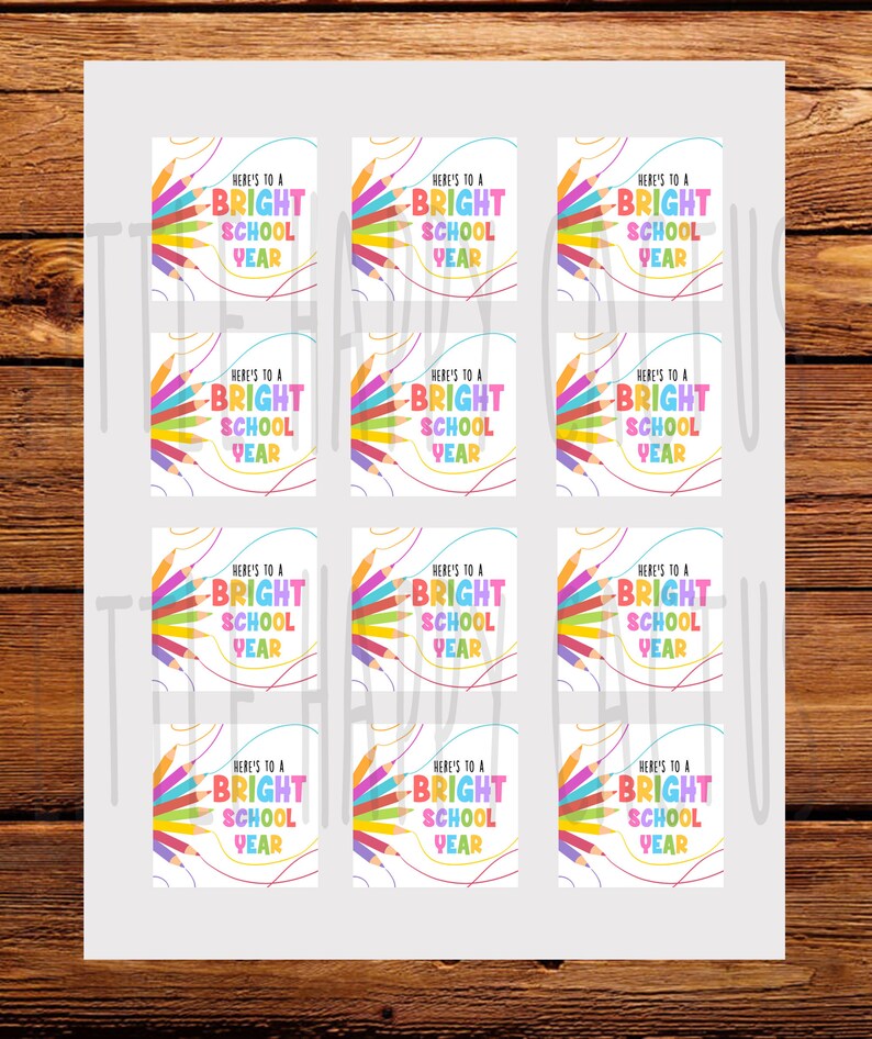 Printable Here's to A Bright School Year Tag, First Day of School Tag ...