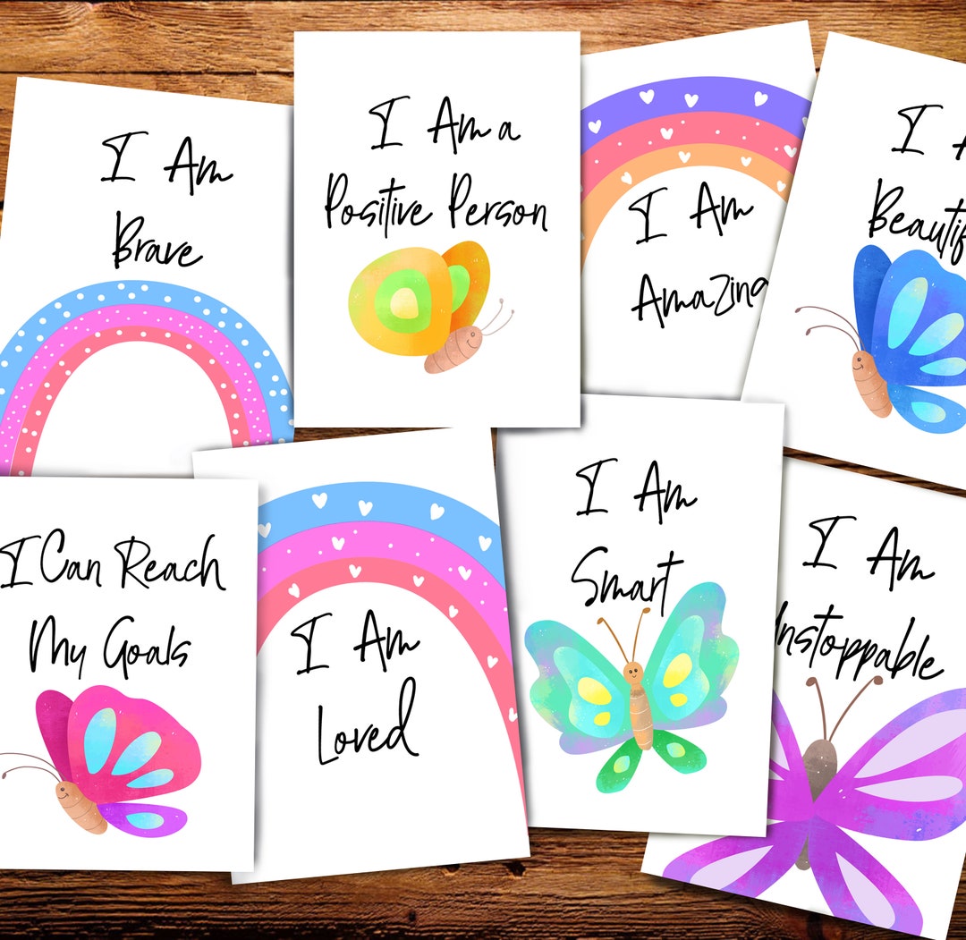 Printable Rainbow Positive Affirmation Cards, Motivational Cards ...