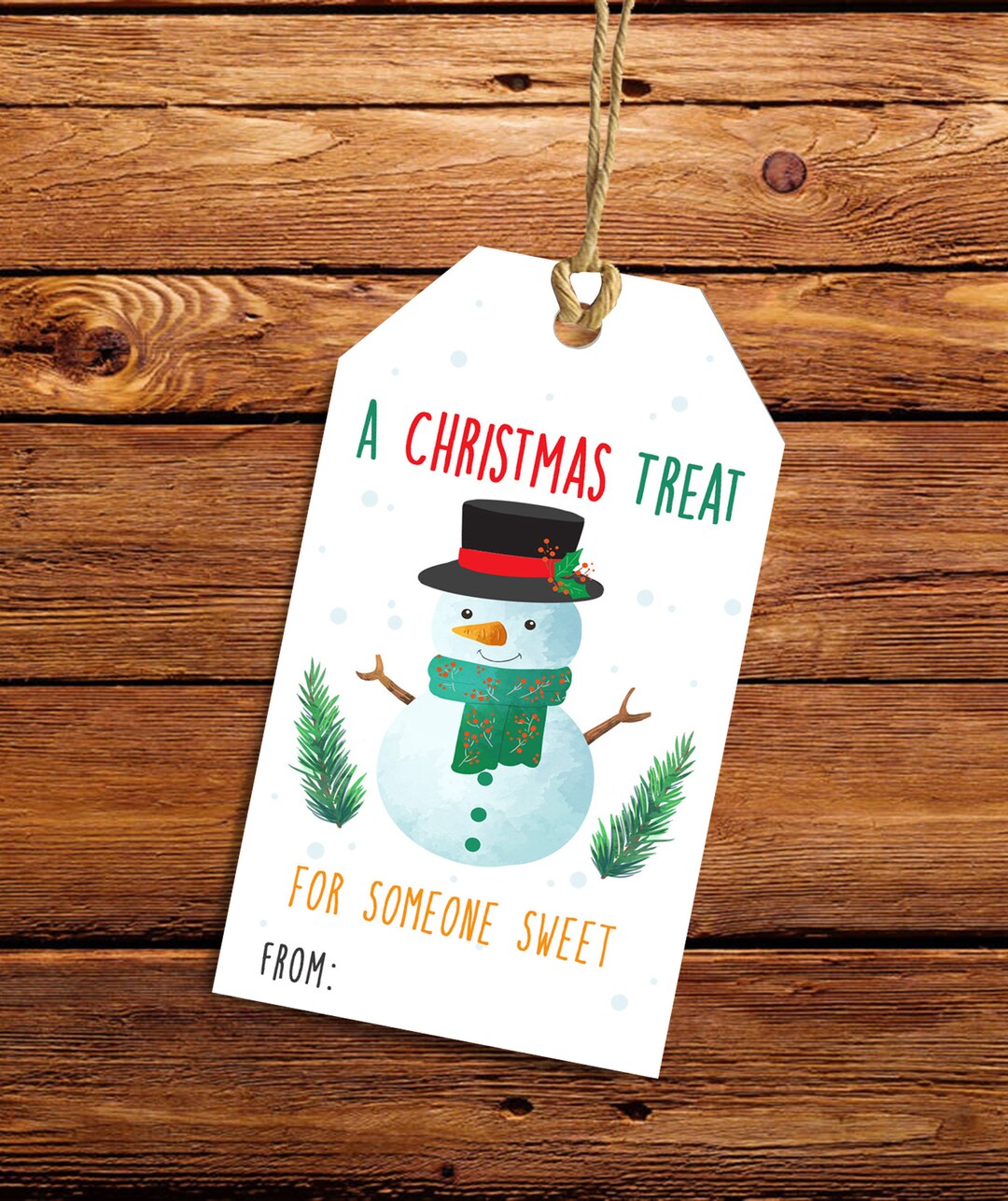Printable Christmas Gift Tag, Holiday Favor Tag, A Christmas Treat for ...