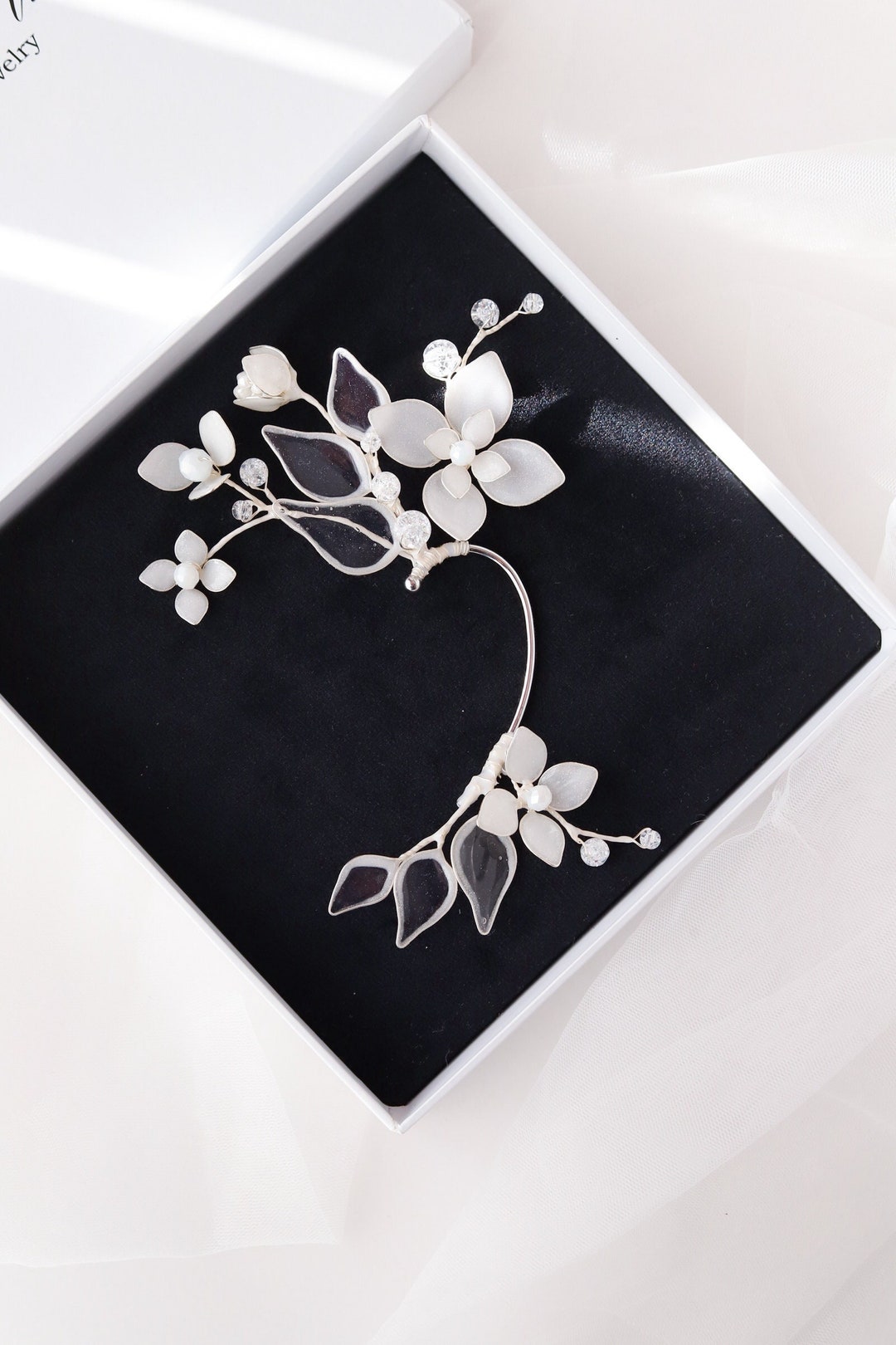 Cartilage Climber, Ear Cuff No Piercing Dangle, Bridal Ear Cuff, Flower ...
