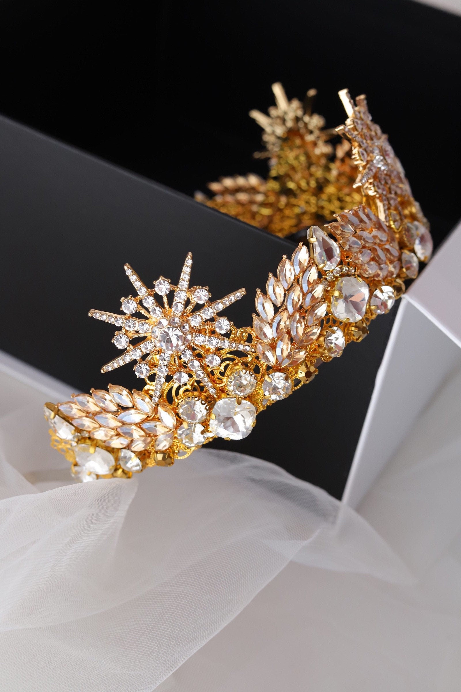 Star Crown, Gold Star Crown, Wedding Tiara for a Bride, Star Tiara ...