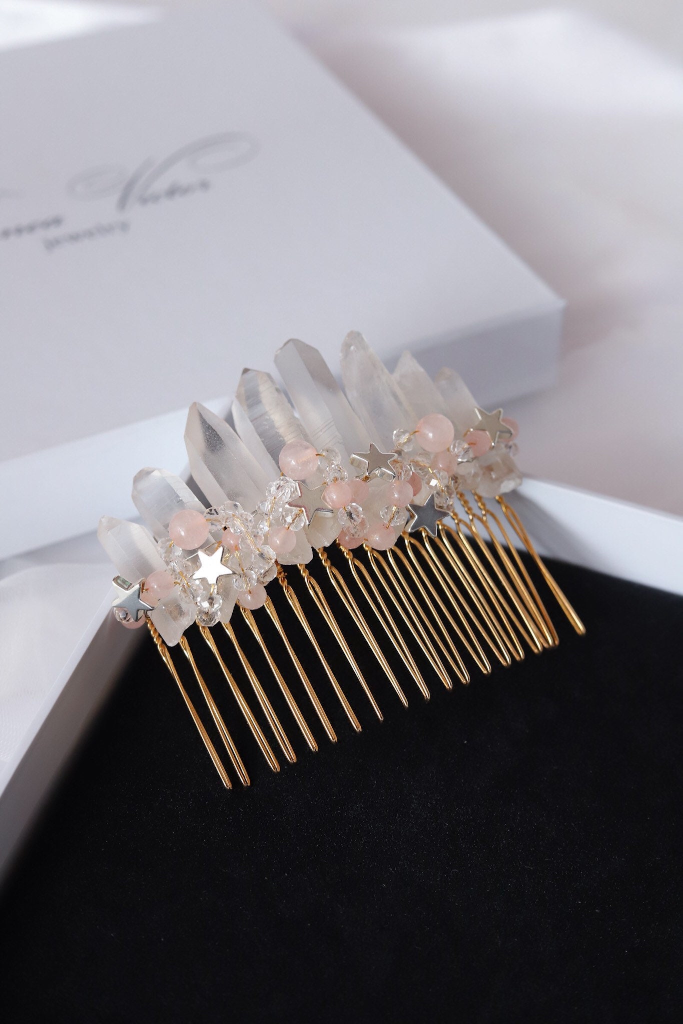 Quartz hair comb Quartz with hematite Raw quartz hair comb | Etsy