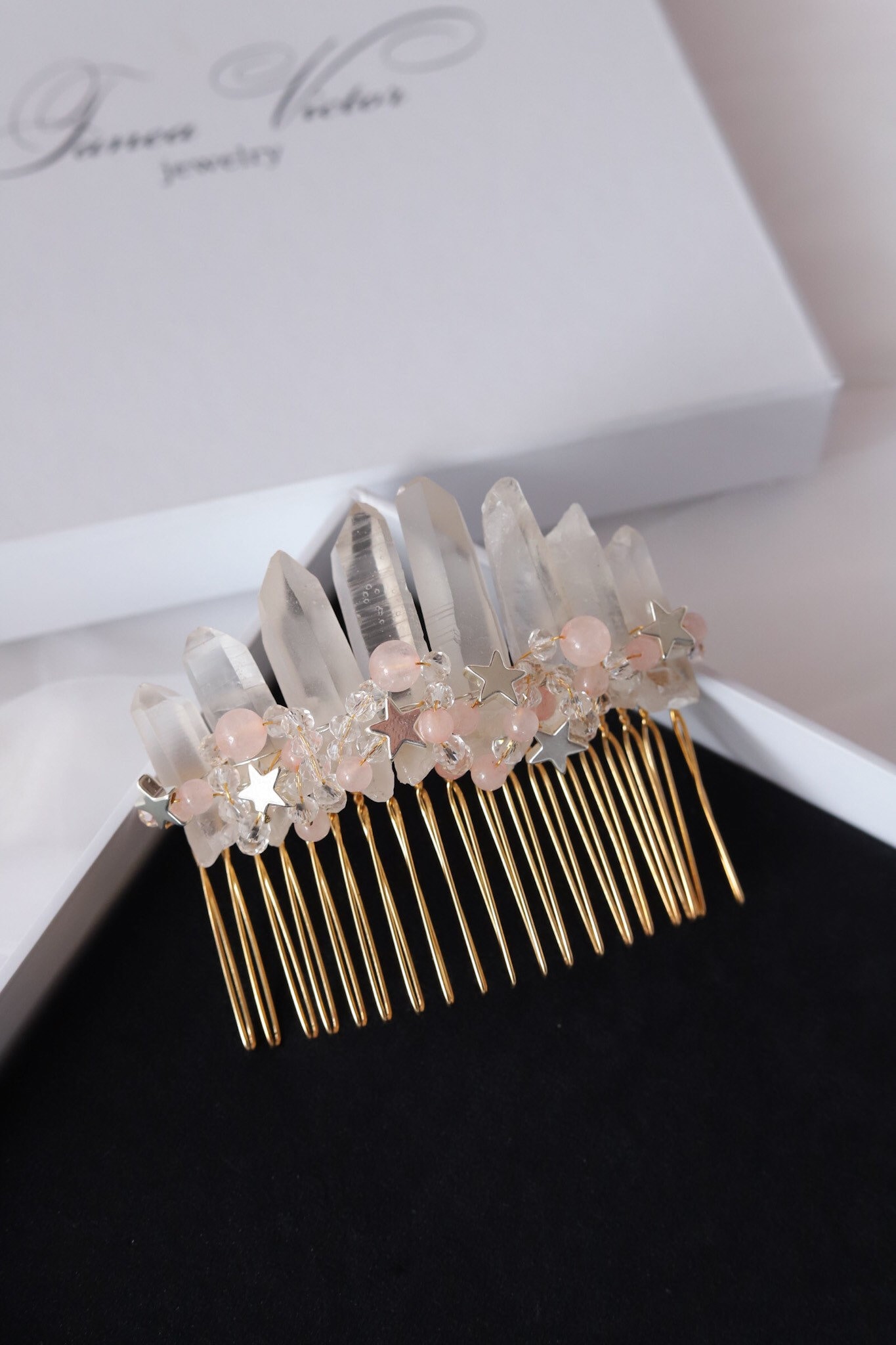 Quartz hair comb Quartz with hematite Raw quartz hair comb | Etsy