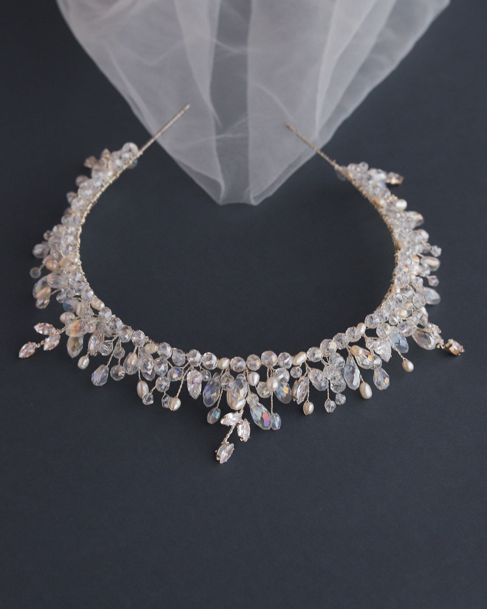 Wedding tiara for bride Pearl tiara Pearl tiara wedding | Etsy