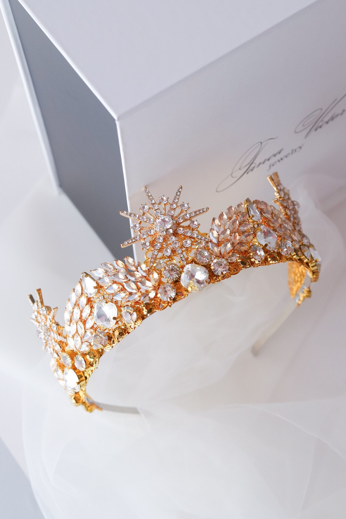 Star Crown, Gold Star Crown, Wedding Tiara for a Bride, Star Tiara ...