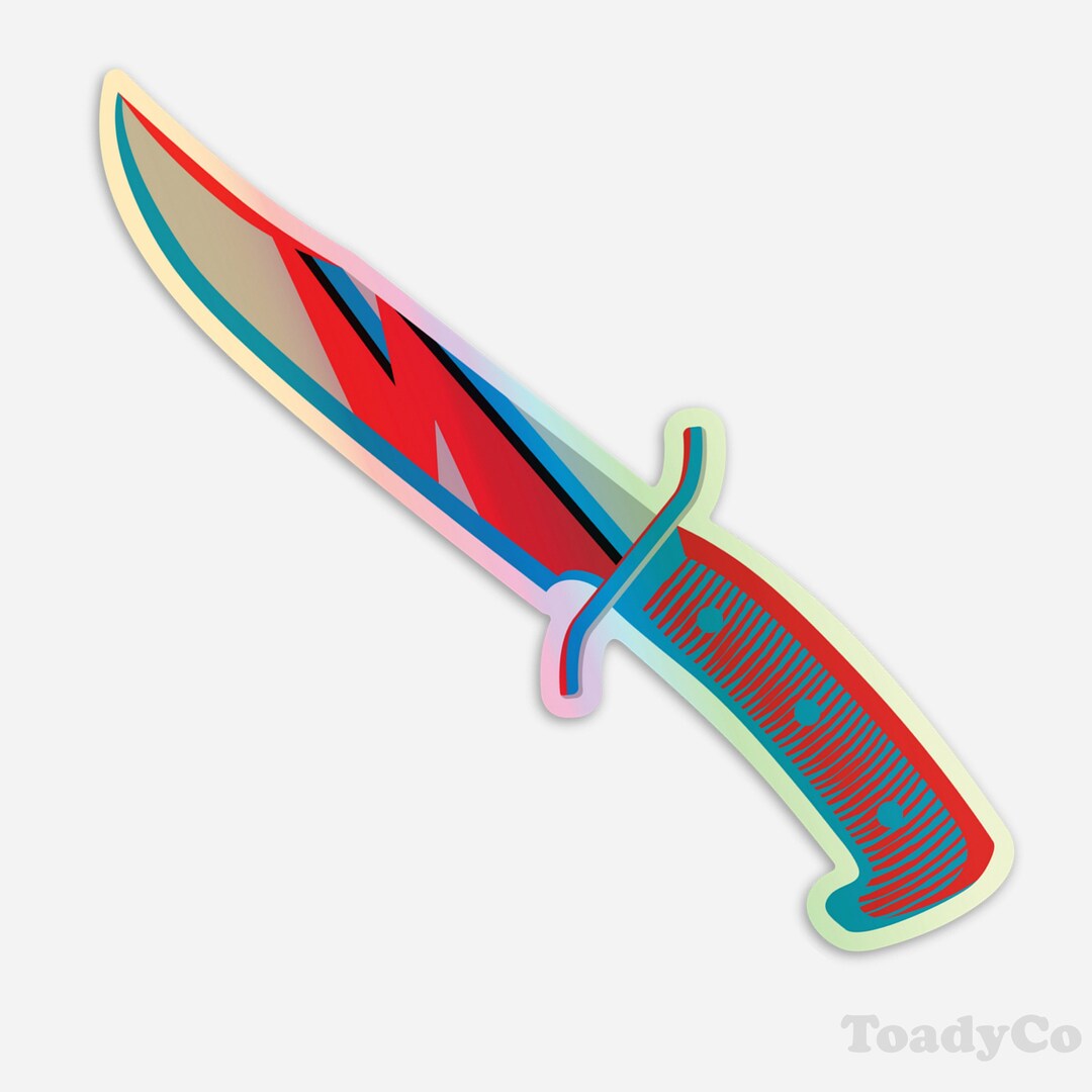 6-inch bowie Knife Sticker on Holographic Vinyl - Etsy