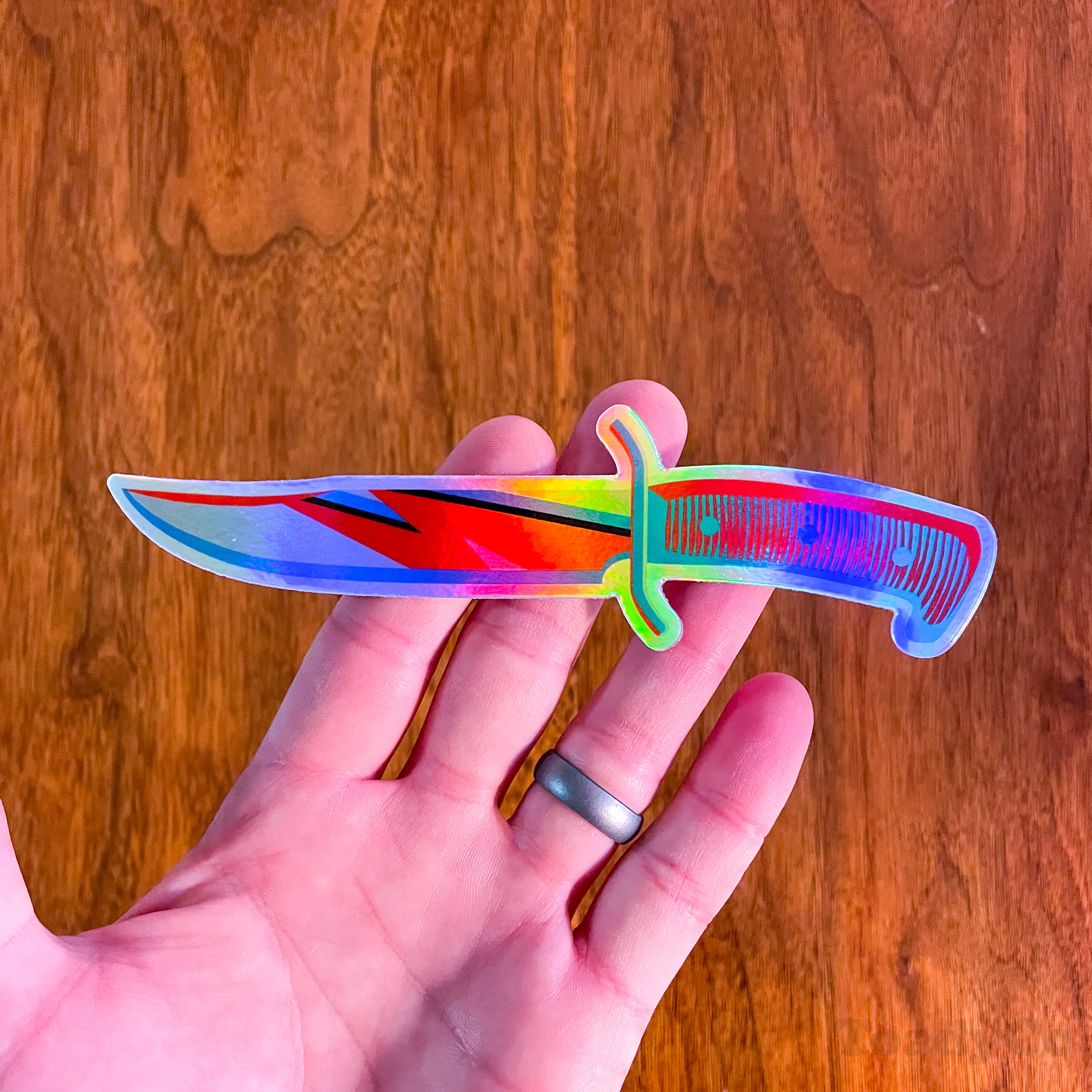 6-inch bowie Knife Sticker on Holographic Vinyl - Etsy