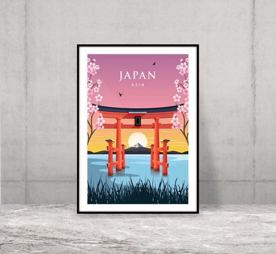 Japan Travel Poster Print Japan Print Torii Gate Mount | Etsy