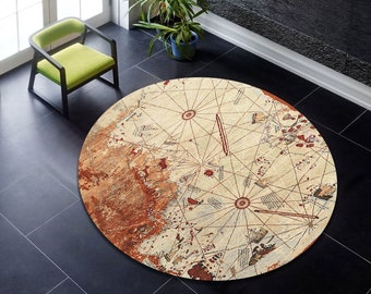 Round World Map Rug | Etsy