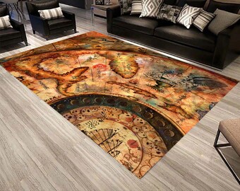 Round World Map Rug | Etsy