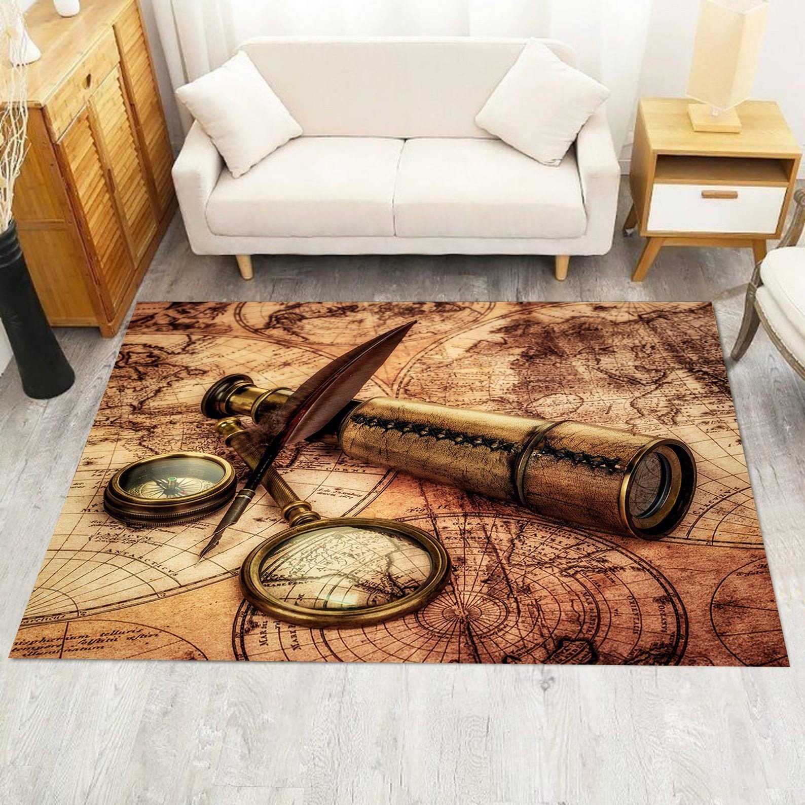 Compass Rug Binocular Rug Modern Rug World Map Area Rug | Etsy