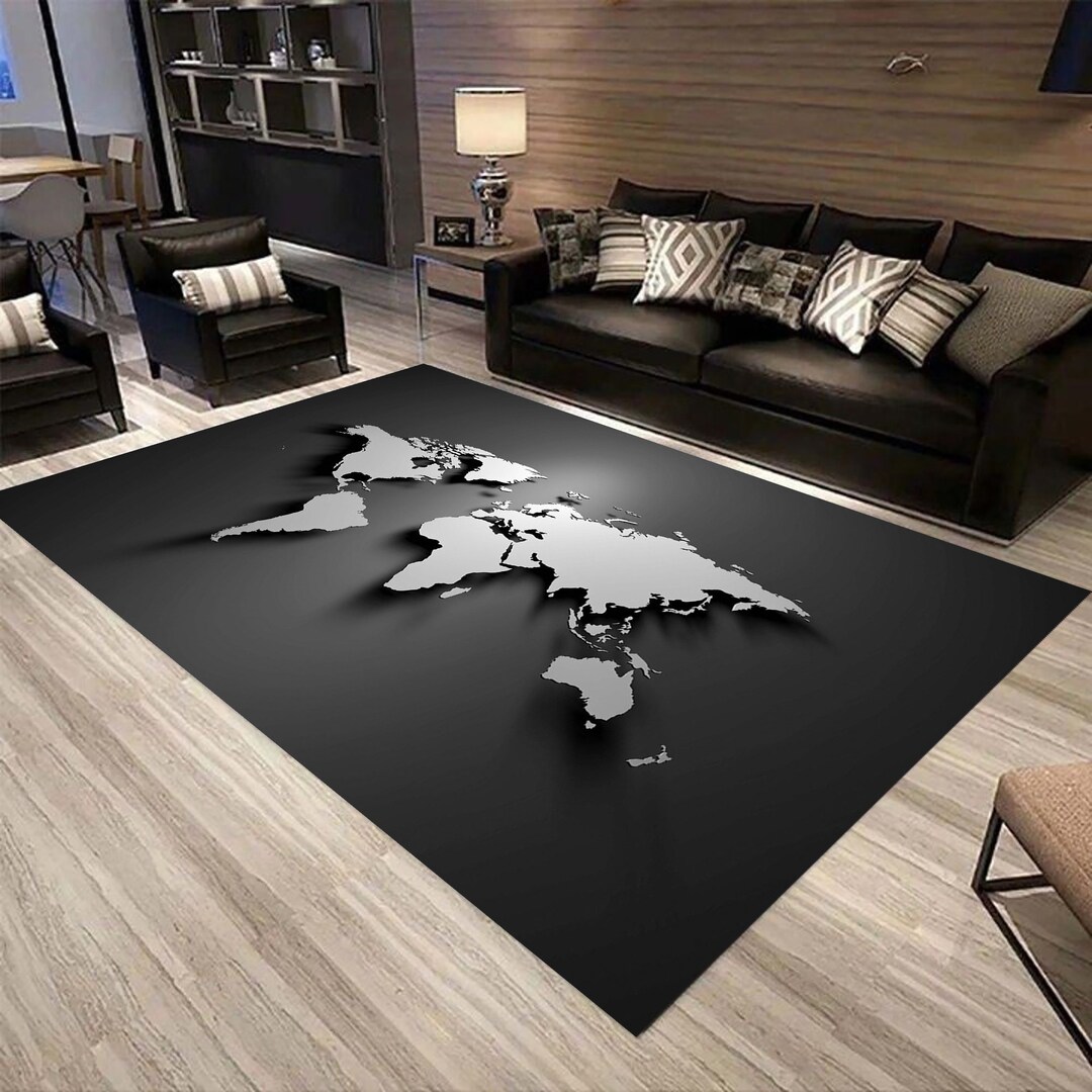 World Map Map Rug Rugs Bedroom World Map Rug Area Rugs - Etsy