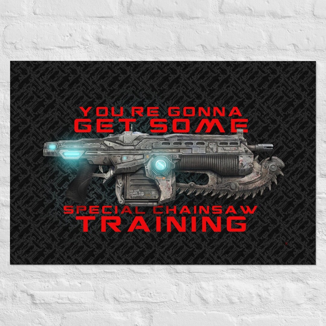 GEARS of WAR Lancer Illustration chainsaw Training Art Print dark - Etsy