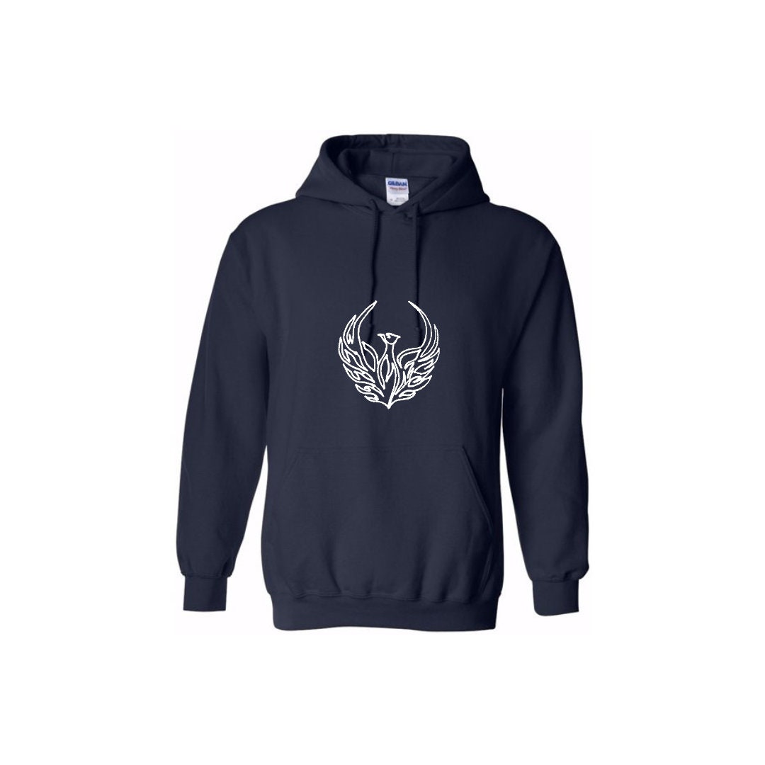 Rising White Phoenix on Navy Unisex Hoodie - Etsy