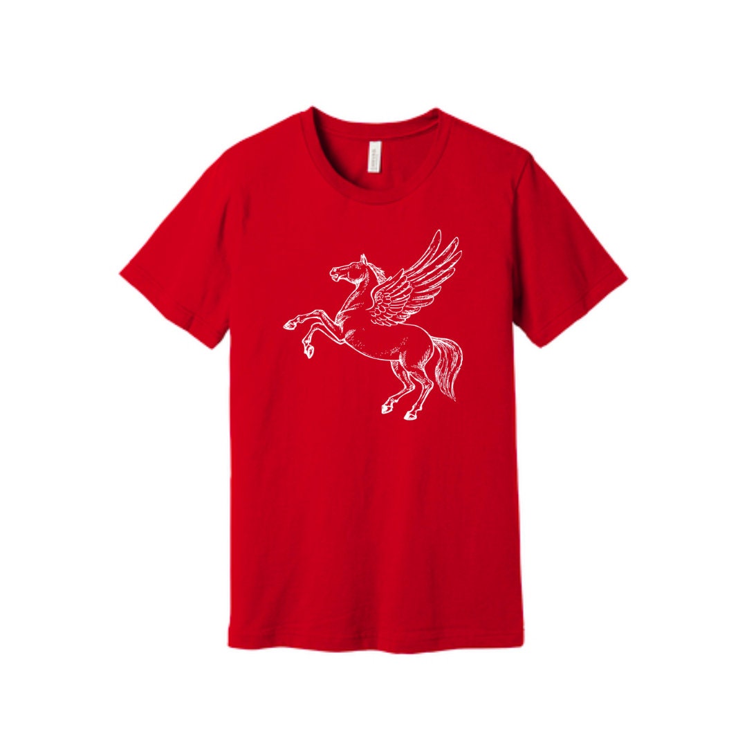 White Pegasus on Red Unisex Tshirt - Etsy