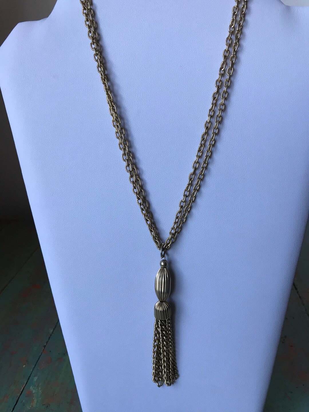 Vintage Double Strand Gold Necklace With Pendant - Etsy