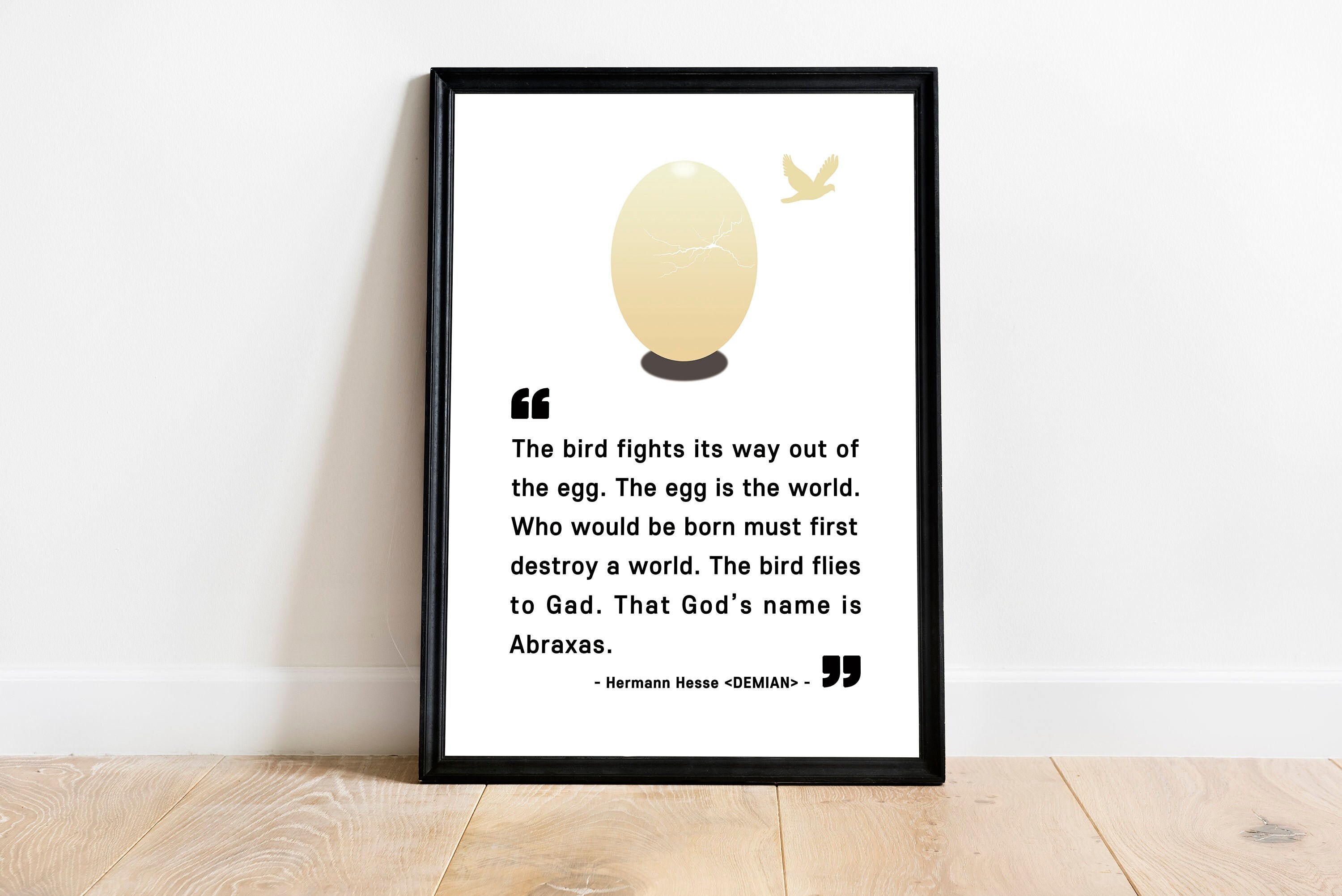 Quote Demian Hermann Hesse Egg Bird World Phrases God's | Etsy