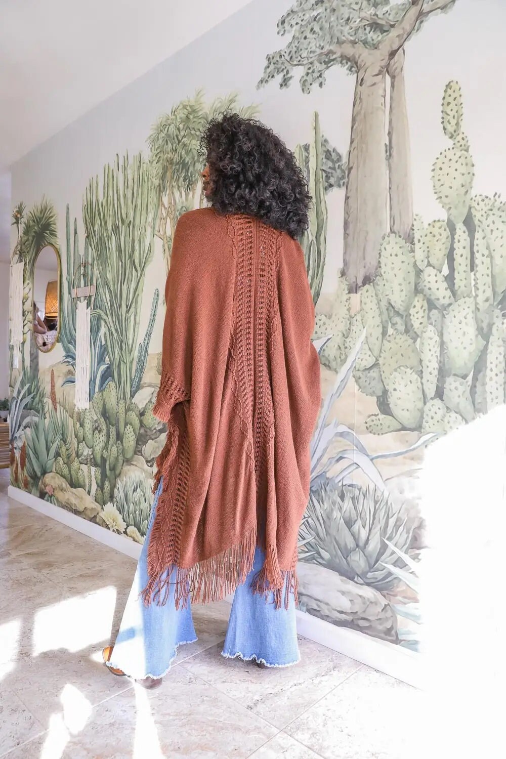 Frayed Border Boho Ruana ~ Caramel - Etsy