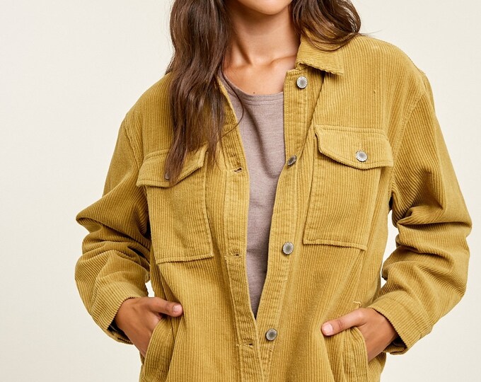 Made for You Mustard Shacket - Etsy