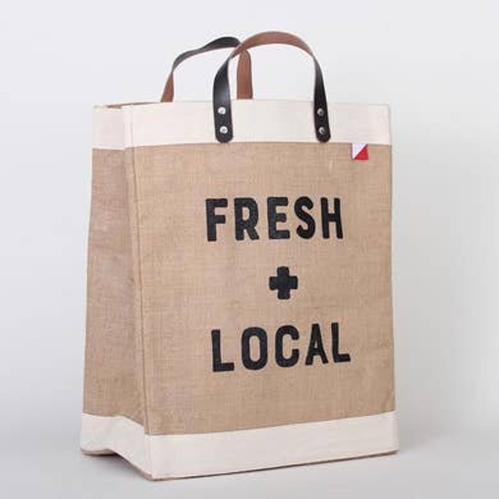 Jute and Canvas Market Tote ~ "fresh & Local" - Etsy