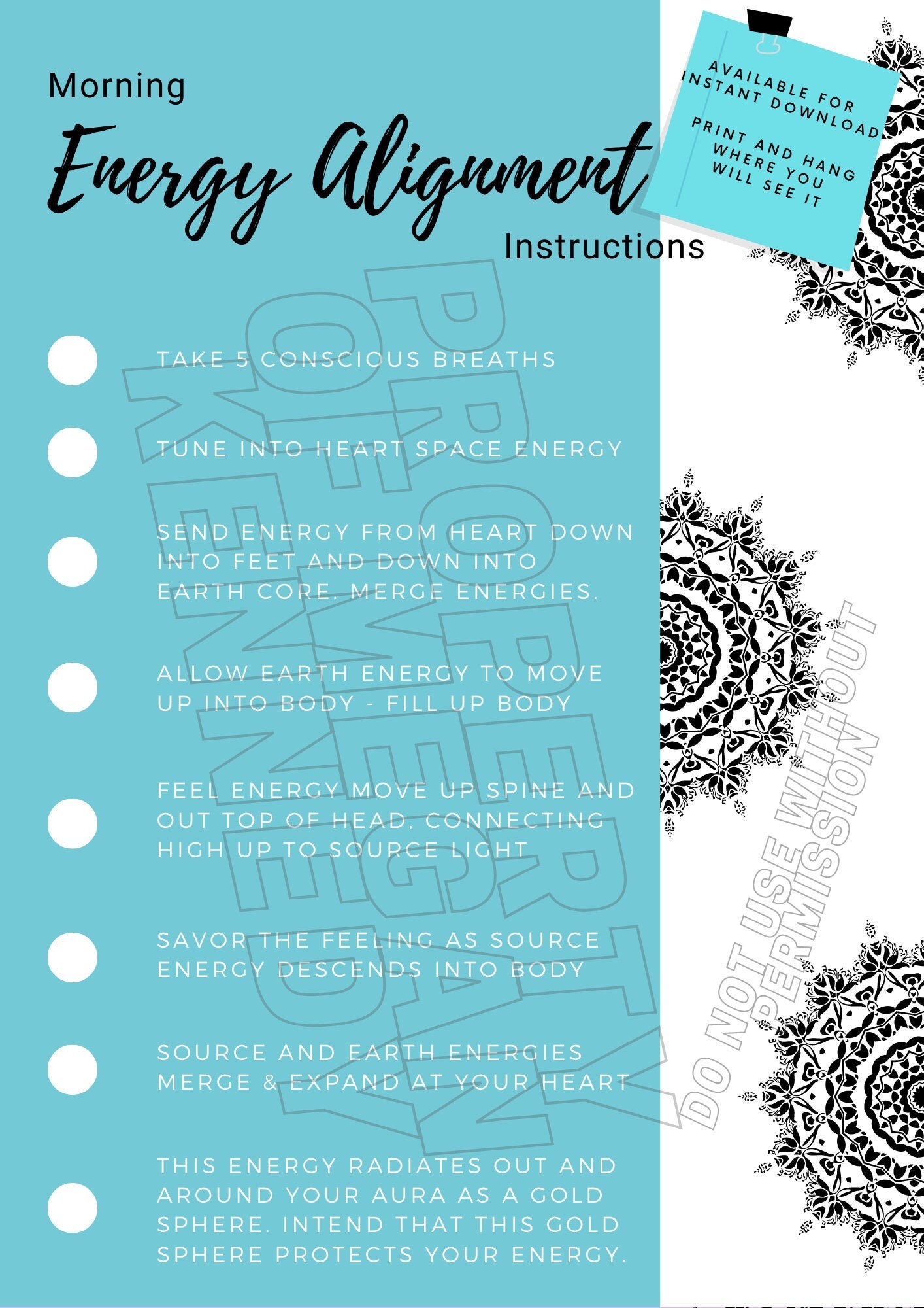 Energy Alignment Instructions Printable Download - Etsy UK
