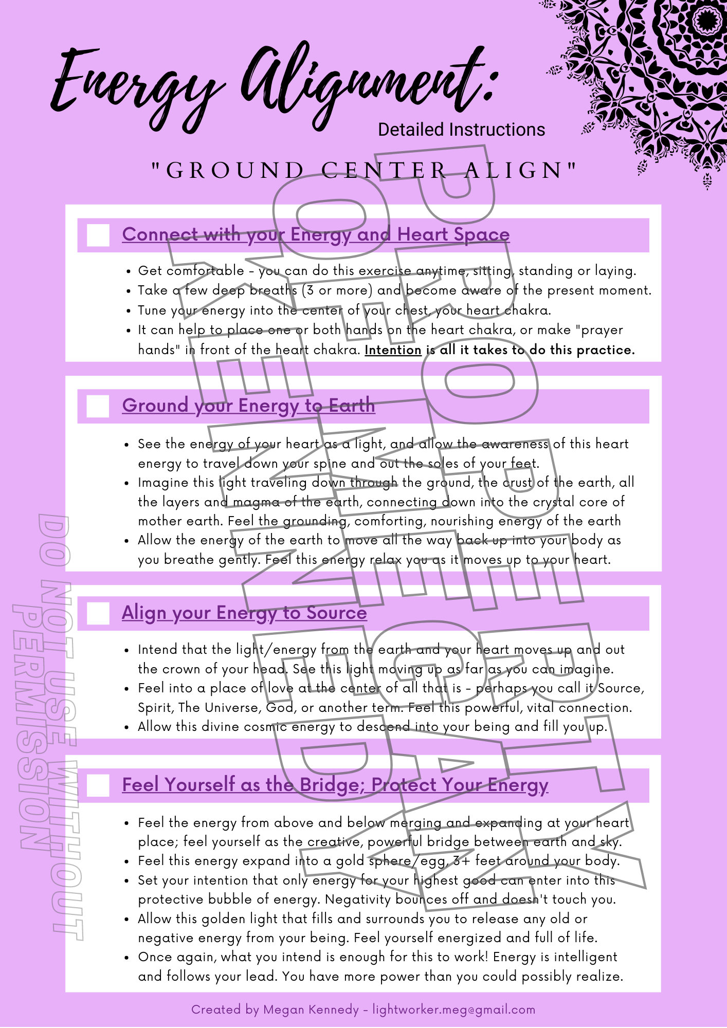 Energy Alignment Instructions - Printable Download - Etsy