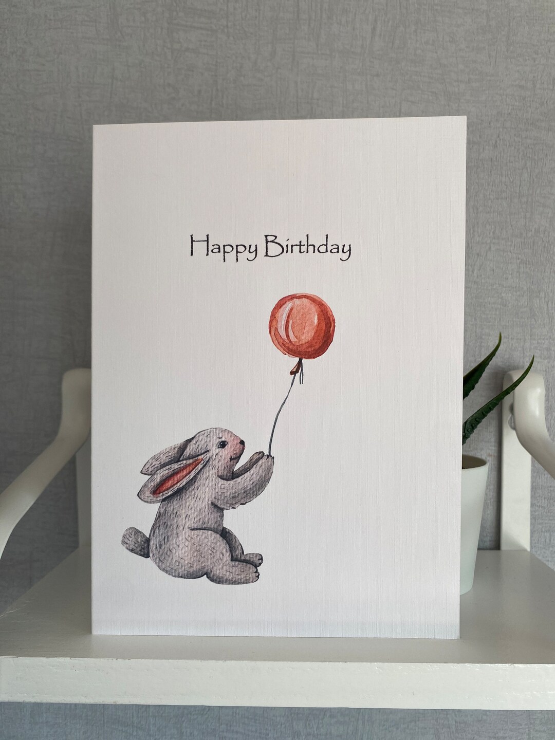 Bunny Birthday Card: Linen Finish Rabbit Greeting Card - Etsy