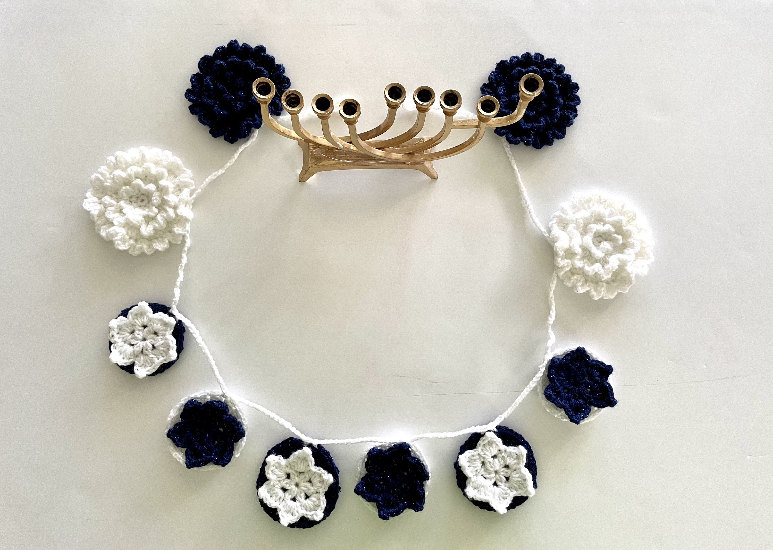 Handmade Crocheted Jewish Star and Flower Holiday Garland - Etsy