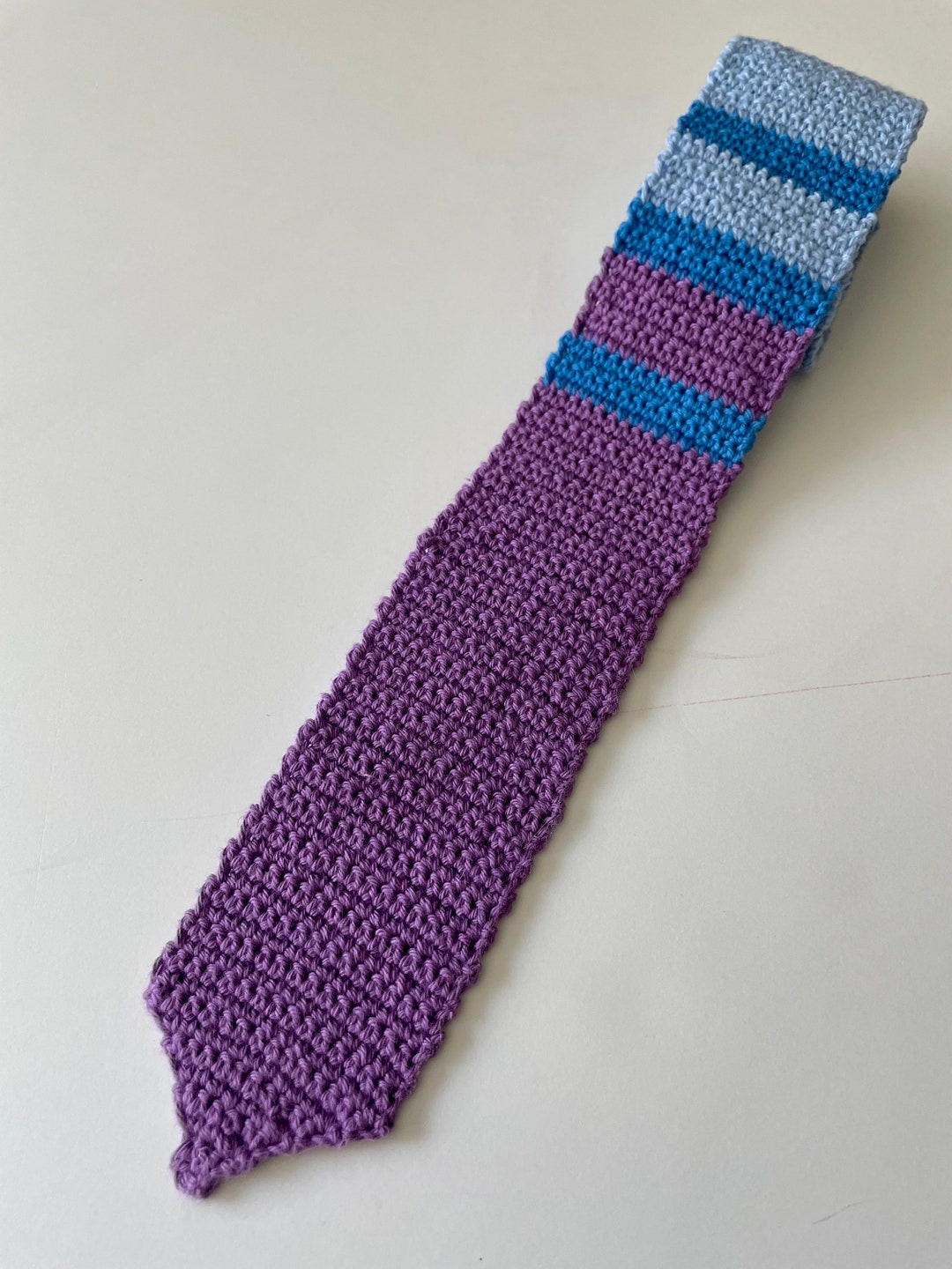 Crocheted Hipster Purple and Blue Necktie - Etsy