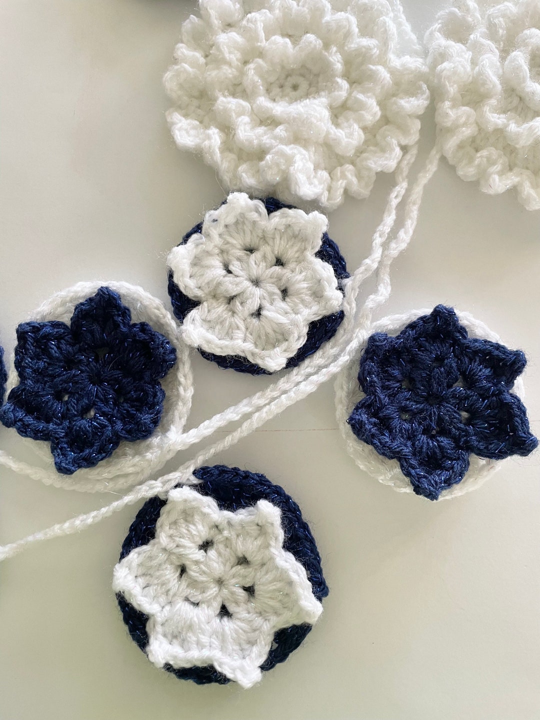 Handmade Crocheted Jewish Star and Flower Holiday Garland - Etsy