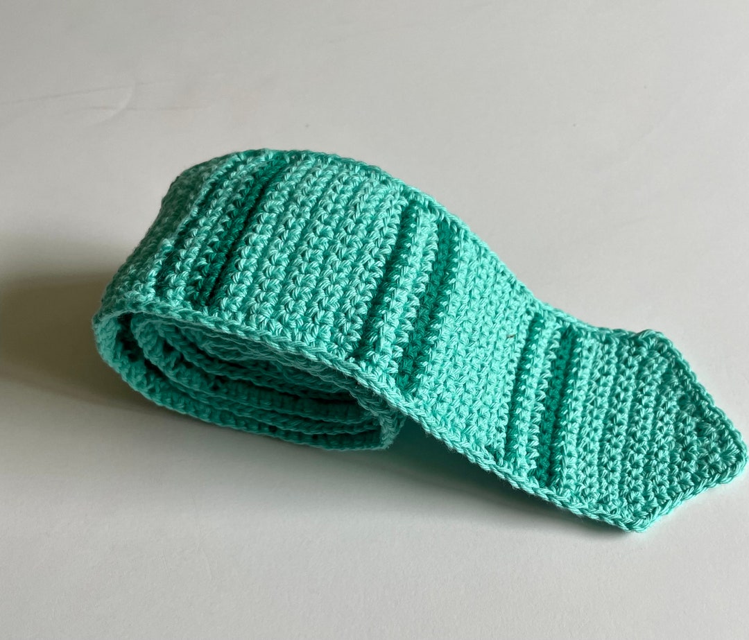 Crocheted Hipster Green Striped Necktie - Etsy