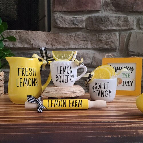 Lemon Tiered Tray Decor Summer Tiered Tray Bundle Lemonade - Etsy