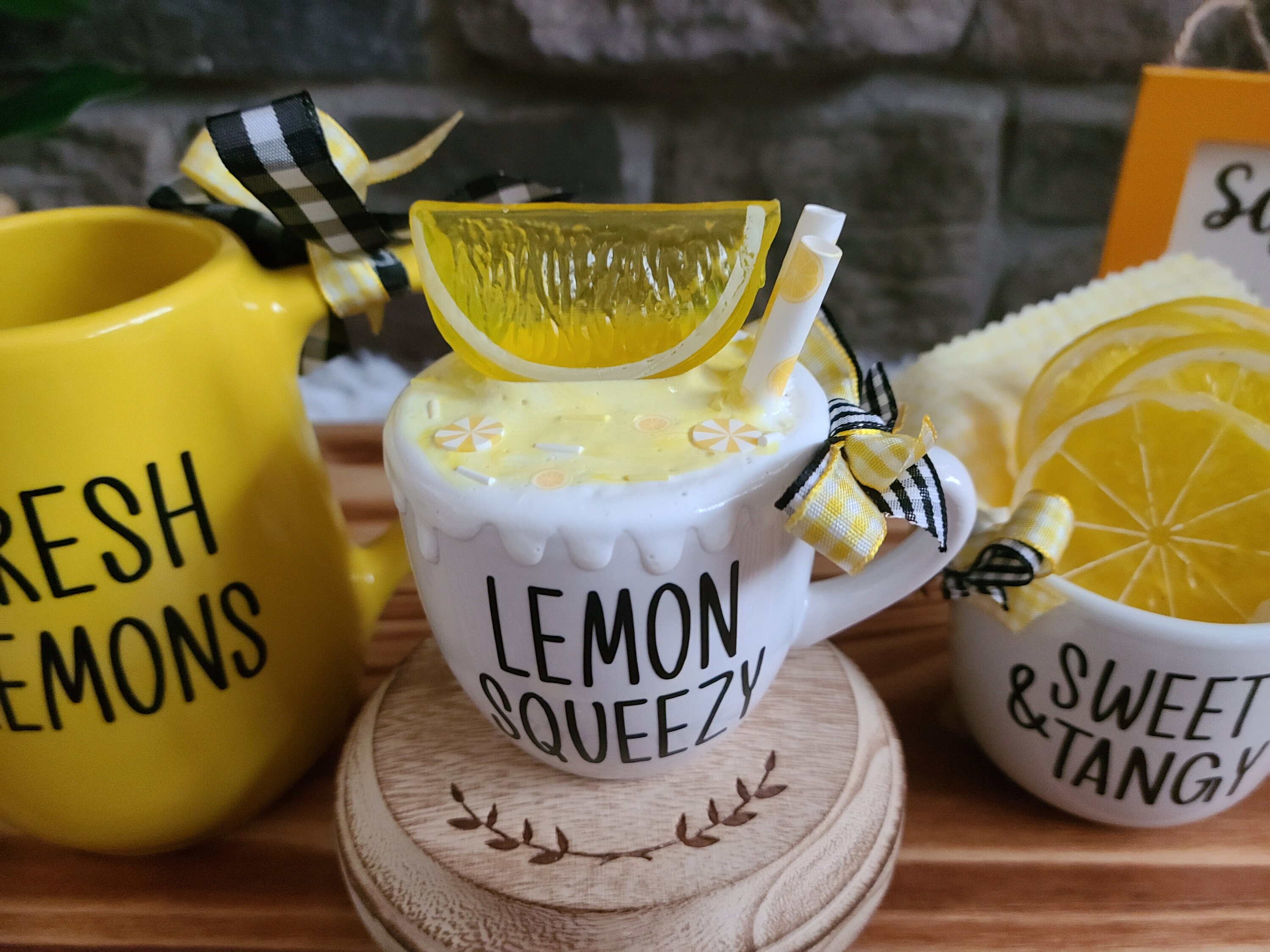 Lemon Tiered Tray Bundle/farmhouse Decor/lemon Decor/mix and - Etsy